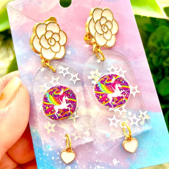 Lisa Frank | Jewelry | Lisa Frank Clip On Rainbow Chaser Earrings ...